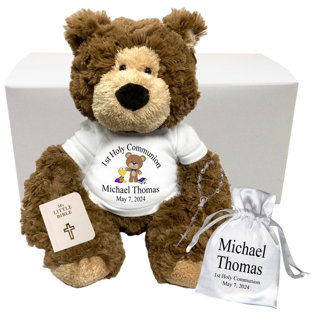 Personalized 1st Communion Teddy Bear gift set - 13" Bonny Bear – Say ...