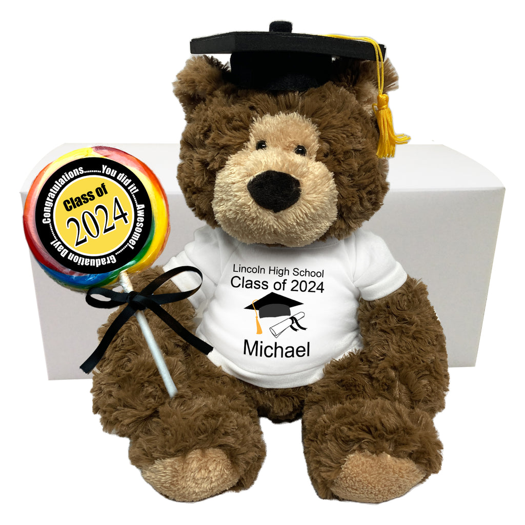 Personalized Graduation Teddy Bear Gift Set - 14" Bear Hugs – Say it ...